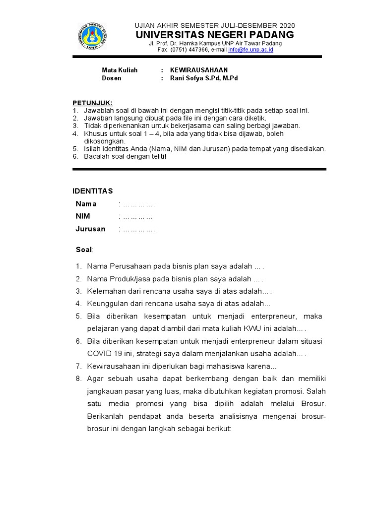 Uas Kwu Rani Sofya | PDF