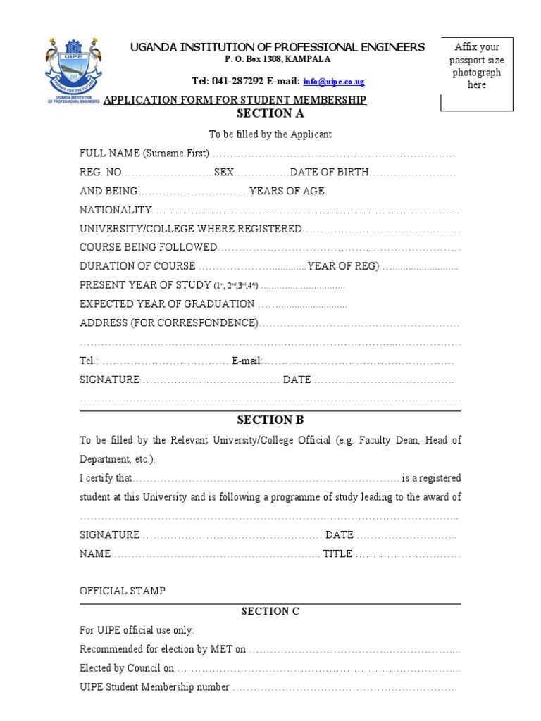 UIPE Student Membership Application Form | PDF