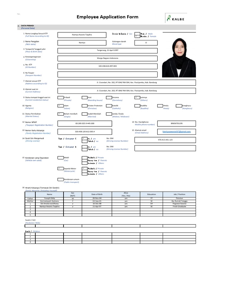 Employee Application Form: (Personal Data) | PDF | Transport ...