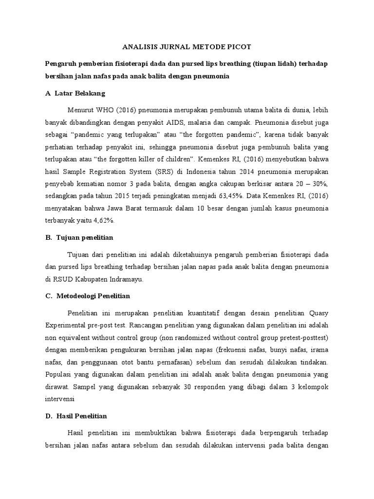 Analisis Jurnal Metode Picot Pneumonia | PDF