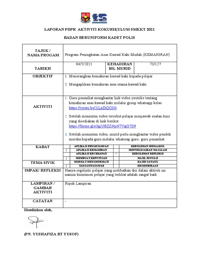 Laporan Kadet Polis Kemahiran | PDF