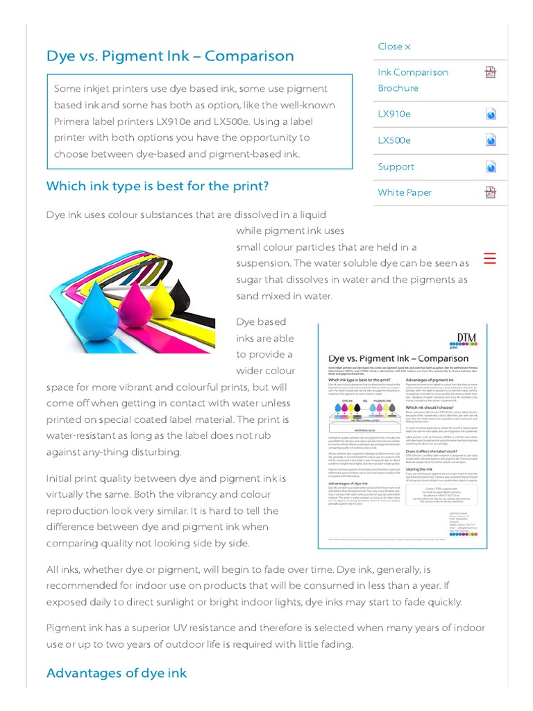 Dye-Based Ink Versus Pigmented Ink | Download Free PDF | Ink | Printer ...