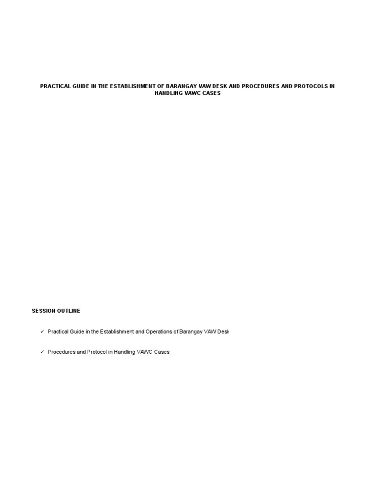 Establishing Barangay VAW Desk Guide | PDF | Justice | Crime & Violence