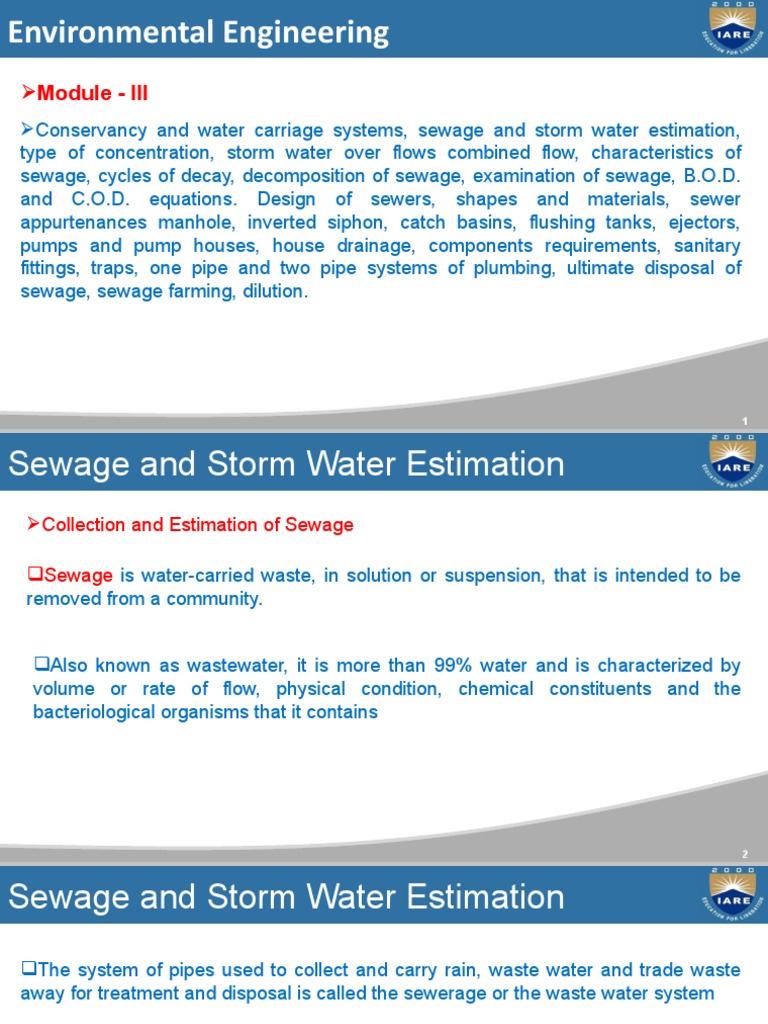 EE-Sewage and Storm Water Estimation | PDF | Sanitary Sewer | Wastewater
