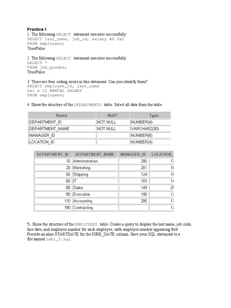 SQL Queries for Employee Data Analysis | PDF