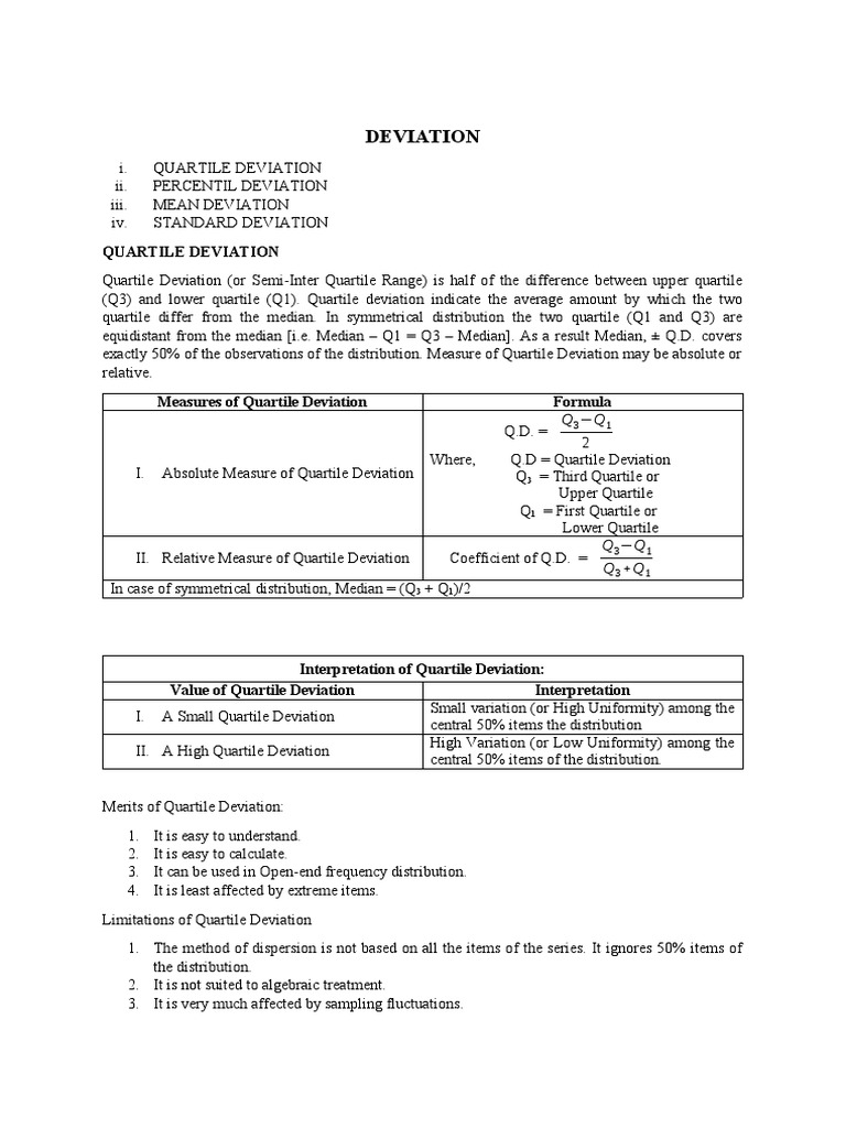 DEVIATION - QUARTILE and PERCENTIL | PDF | Quartile | Median