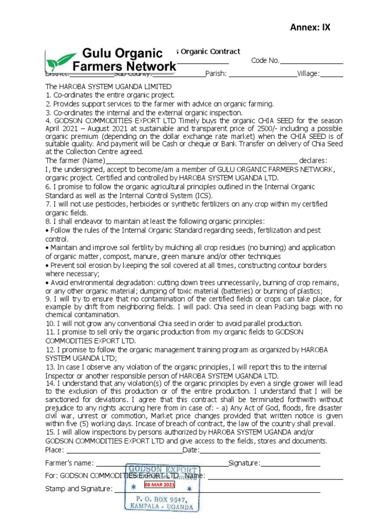 Farmers Contract Ics Files | PDF | Organic Farming | Agriculture