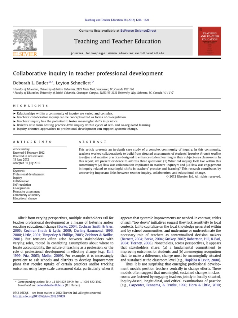 Collaborative Inquiry in Teacher Professional Development | PDF ...