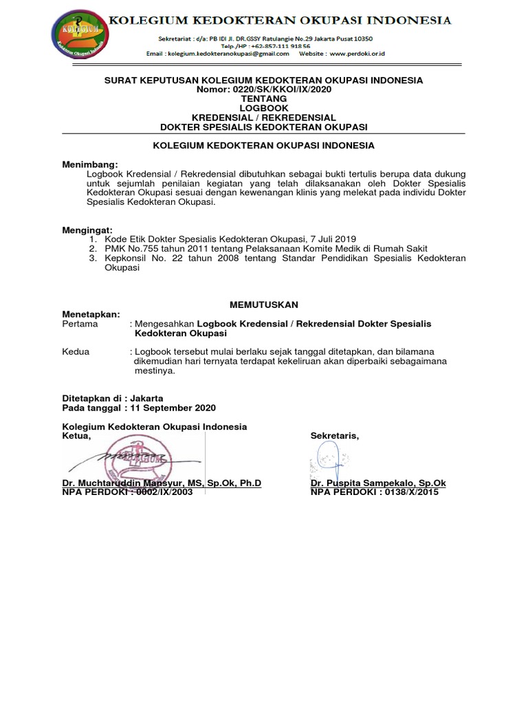 0220 SK Logbook Kredensial Rekredensial-2020 Final | PDF