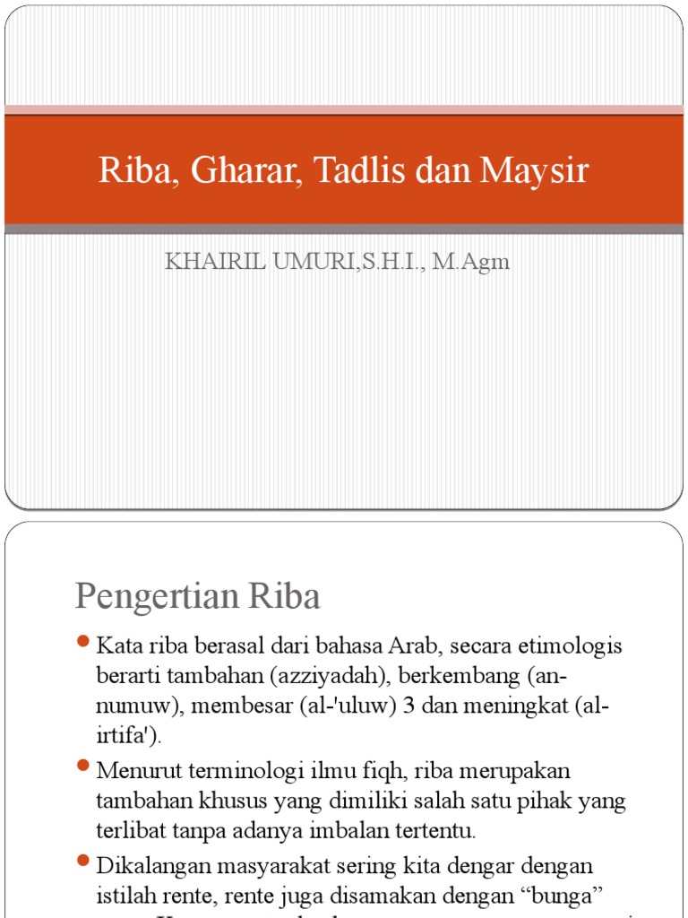 PPPT, Pertemuan 15 Riba, Gharar, Tadlis Dan Maysir | PDF