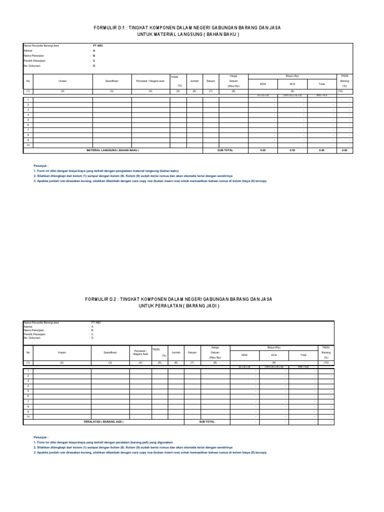 Formulir TKDN Barang dan Jasa | PDF