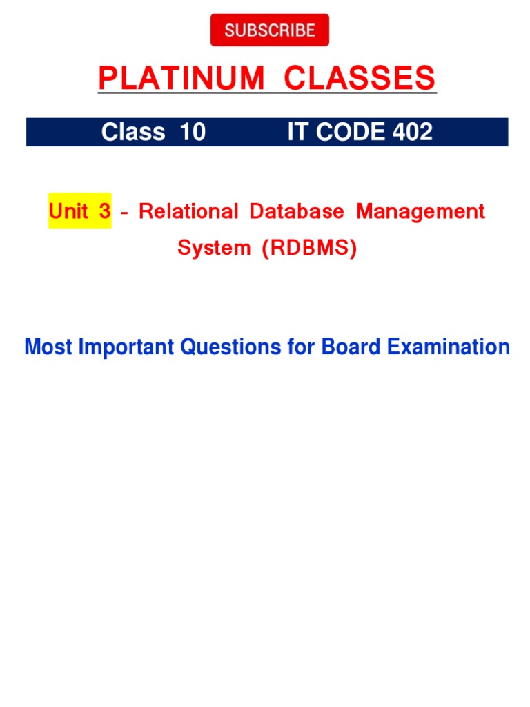 Unit 3 RDBMS Question and Answer | PDF | Relational Database | Databases Unit 3 RDBMS Question and Answer | PDF | Relational Database | Databases