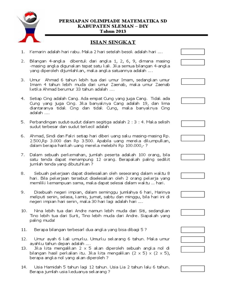 OSK Matematika SD Contoh Soal (1) (WWW - Defantri.com) | PDF