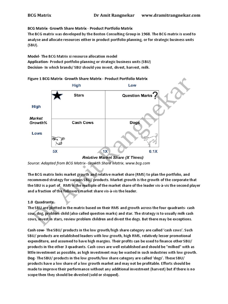 BCG Matrix Illustration-Merged | PDF | Strategic Management ...