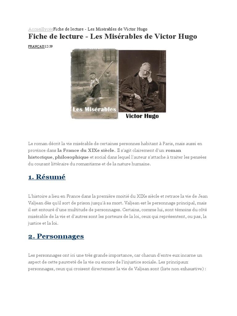 Victor Hugo Les Miserables | PDF