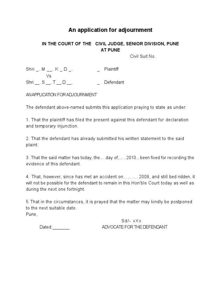 An Application For Adjournment | PDF