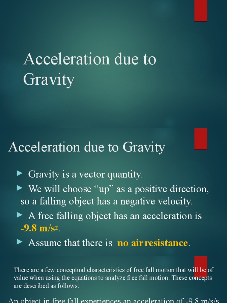 Acceleration Due To Gravity | PDF | Acceleration | Velocity