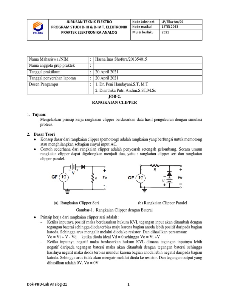 JOB2 Rangkaian Clipper 1C 201354015 Hasna Inas Shofura (Repaired) | PDF