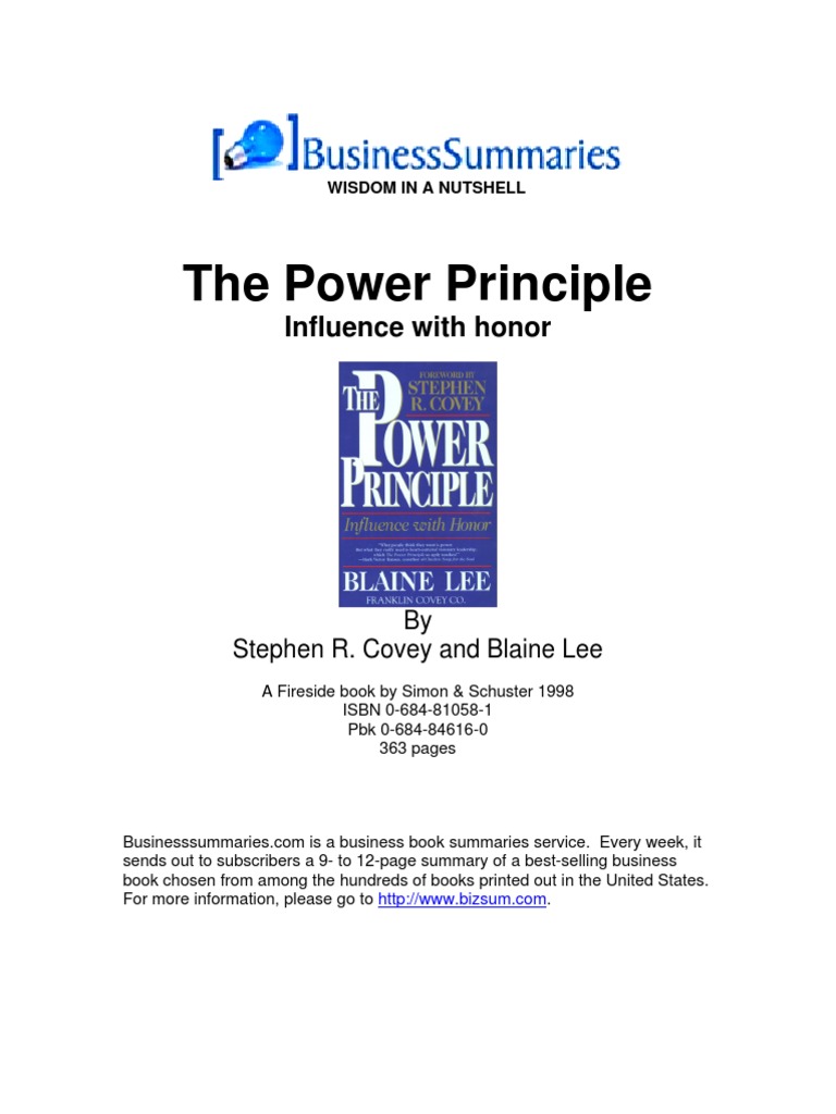 The Power Principle | Download Free PDF | Patience | Leadership