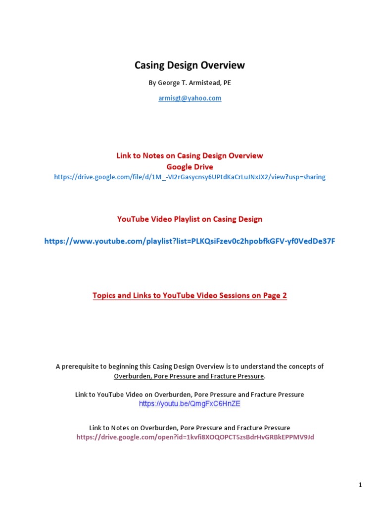 Casing Design Overview | PDF | Casing (Borehole) | Stress (Mechanics)