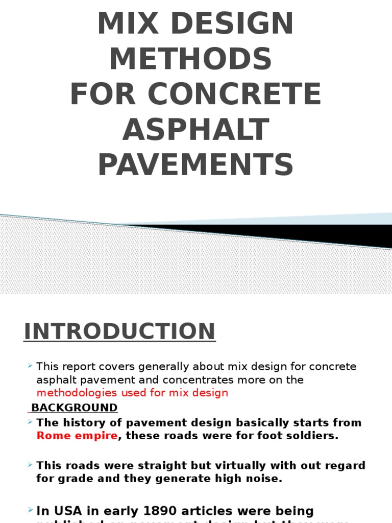 Background of Mix Design Method | PDF | Concrete | Road Surface