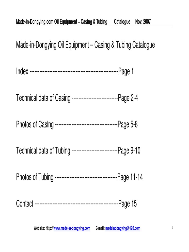 Casing and Tubing PDF Catalogue | PDF | Pipe (Fluid Conveyance) | Equipment