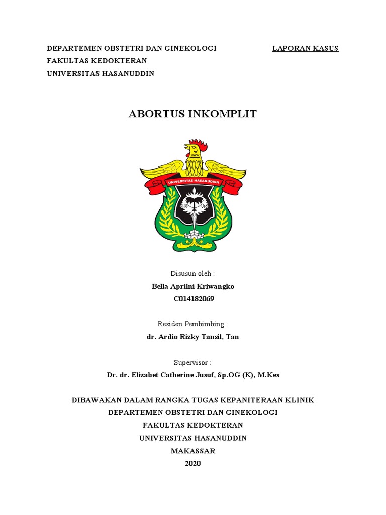 Laporan Kasus Abortus Inkomplit 2020 | PDF