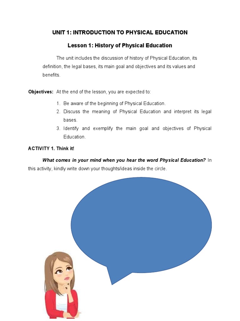 Unit 1: Introduction To Physical Education Lesson 1: History of ...