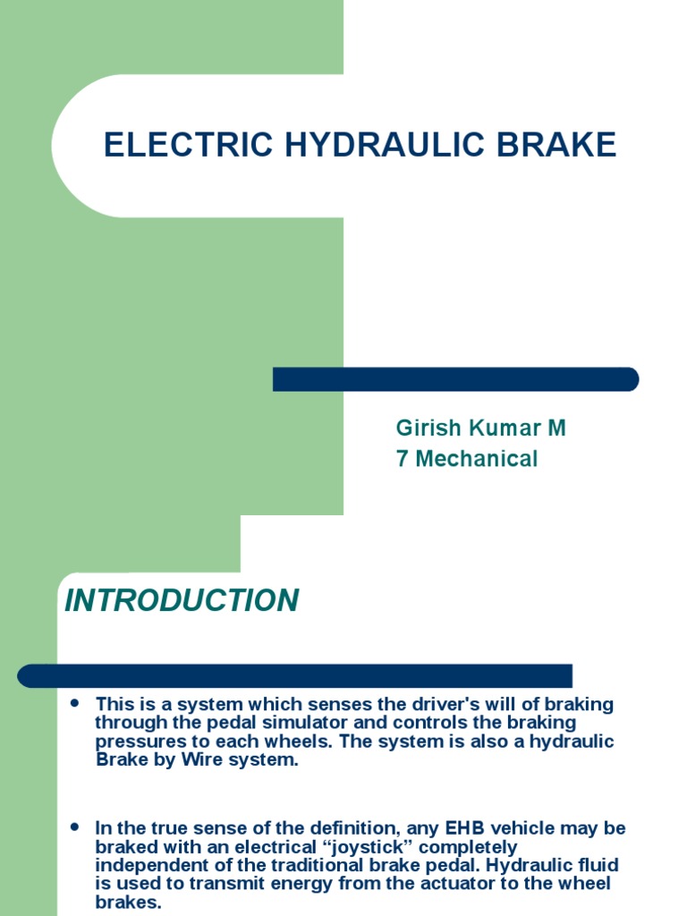 Electric Hydraulic Brake System Overview | PDF | Brake | Components