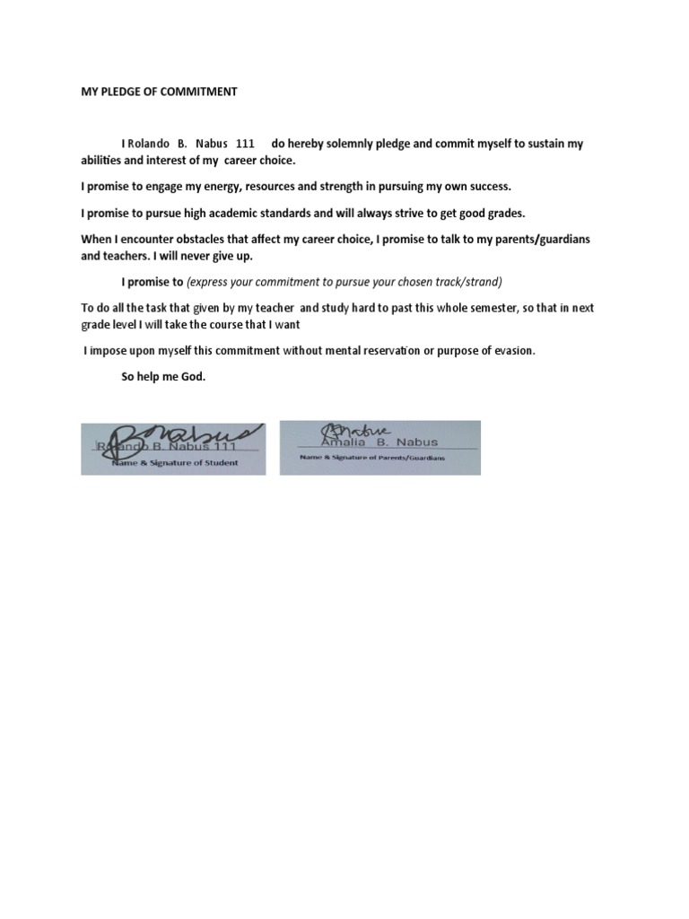My Pledge of Commitment | PDF