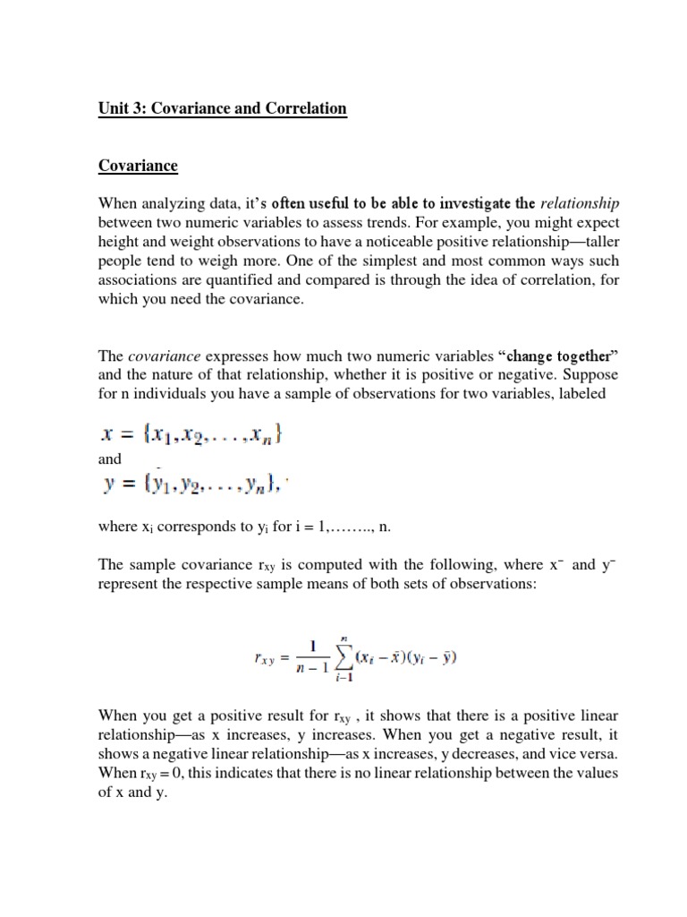 Unit 3 Covariance and Correlation | PDF | Correlation And Dependence ...
