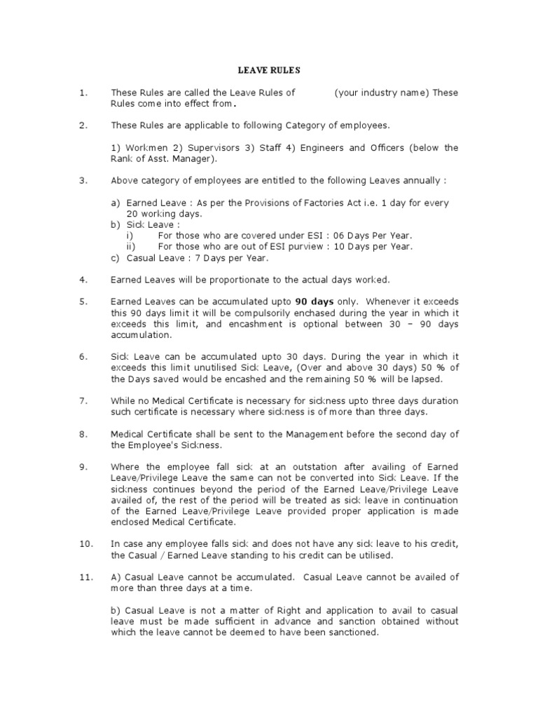 Leave Rules | PDF | Sick Leave | Employee Relations