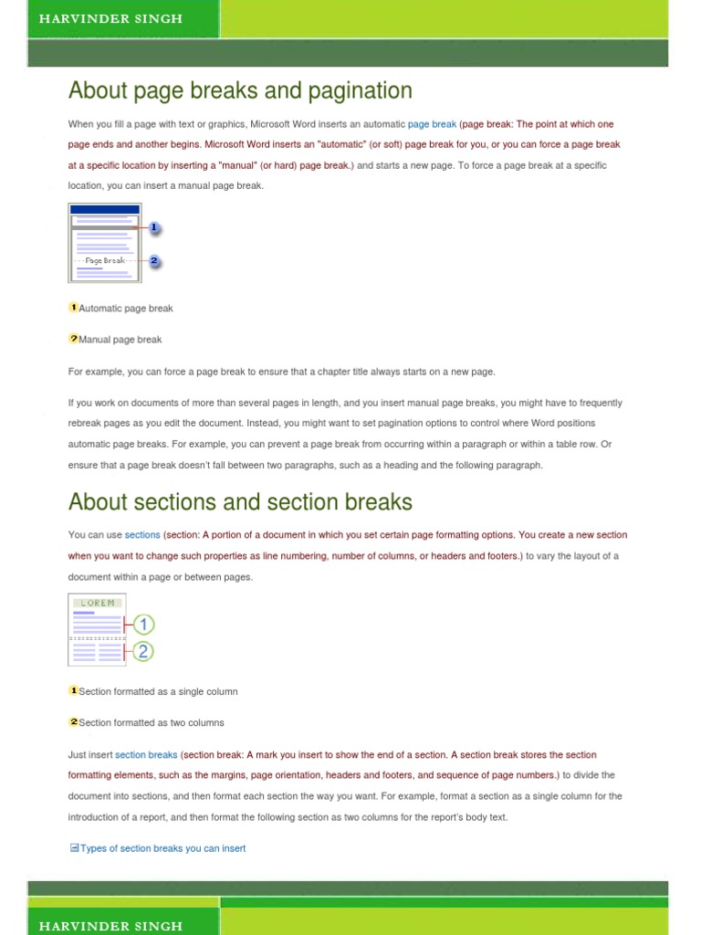 About Page Breaks and Pagination in MS Word | PDF | Microsoft Word ...
