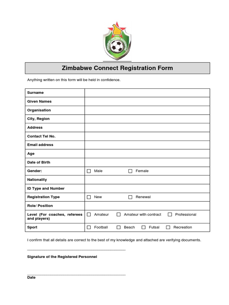 Zimbabwe Connect Registration Form | PDF