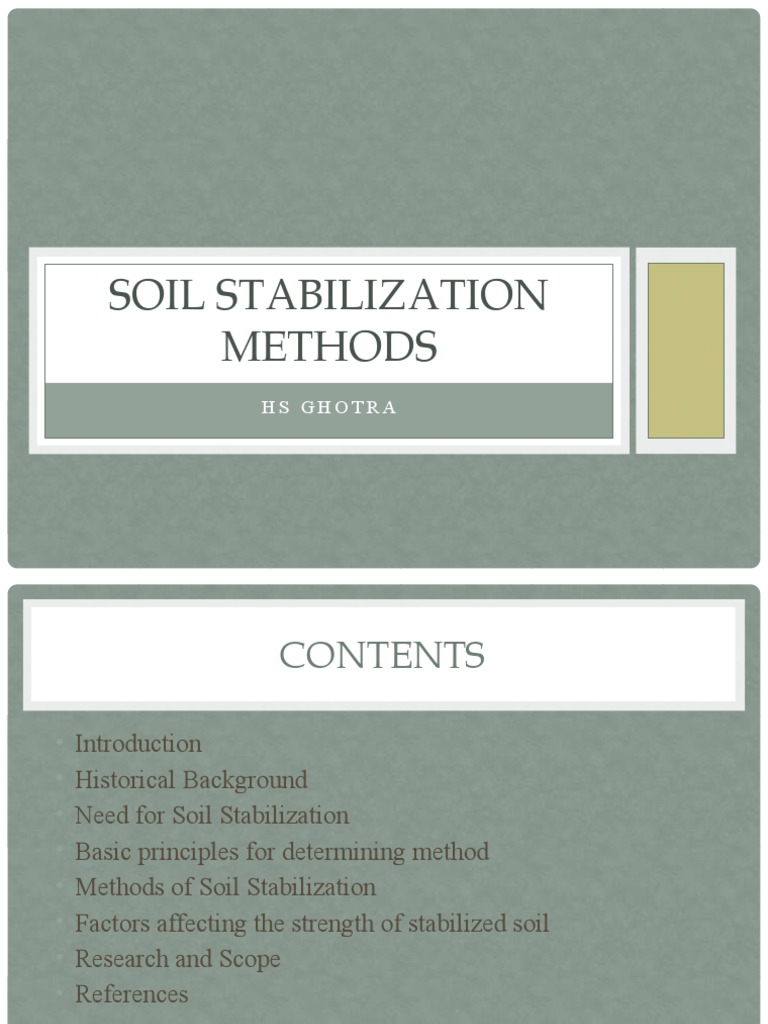 Soil Stabilization Methods | PDF | Soil | Water