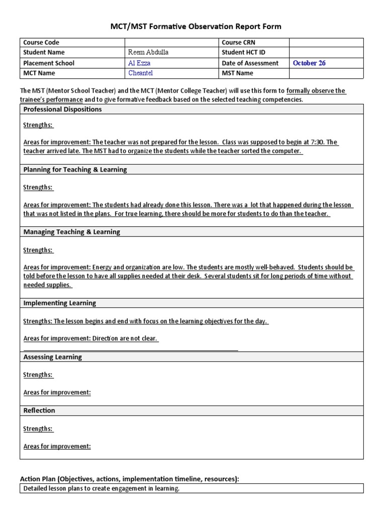 Formative Report - October 26 | PDF | Career & Growth