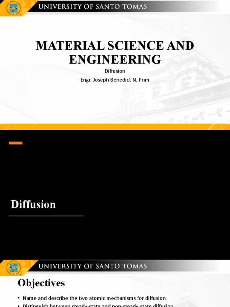 Material Science and Engineering: Diffusion Engr. Joseph Benedict N. Prim | PDF | Diffusion | Atoms