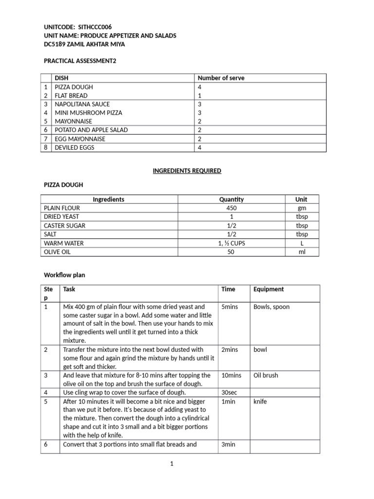 Culinary Skills Assessment Guide | PDF | Foods | Mayonnaise