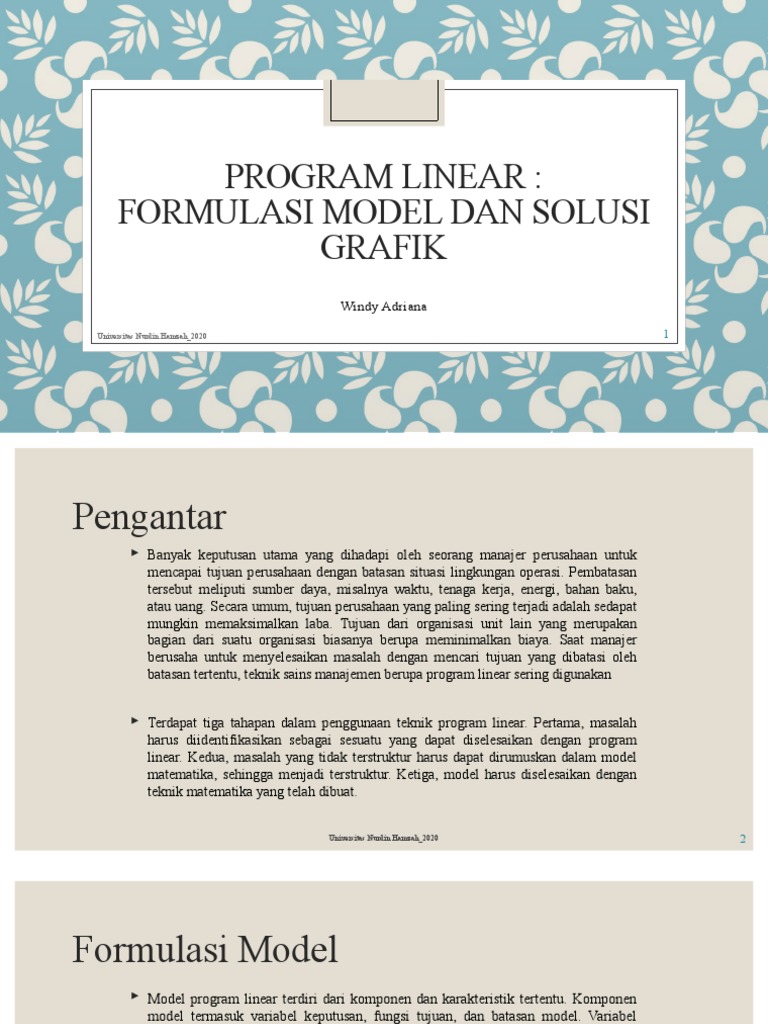 Program Linear-Formulasi | PDF | Metode & Bahan Ajar | Seni