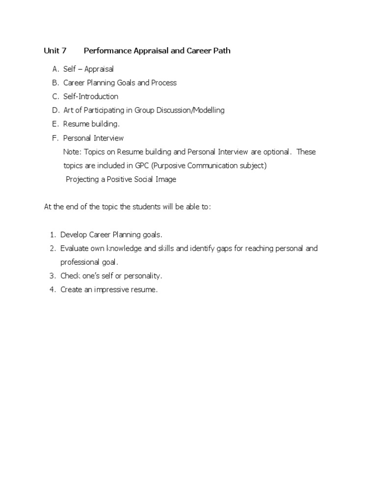 Unit 7 Performance Appraisal and Career Path | PDF | Performance ...