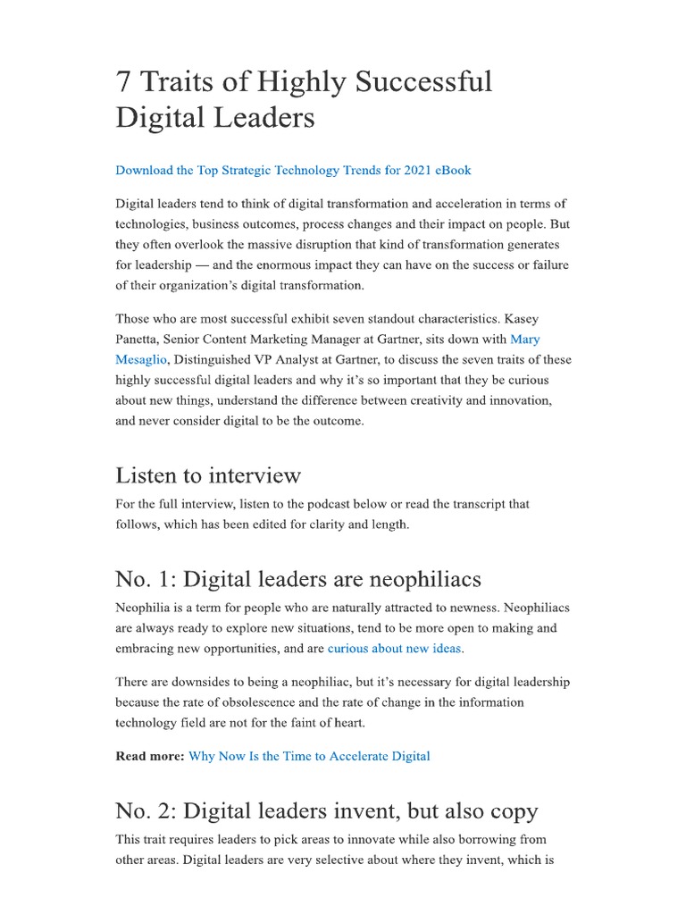 7 Traits of Highly Successful Digital Leaders | PDF