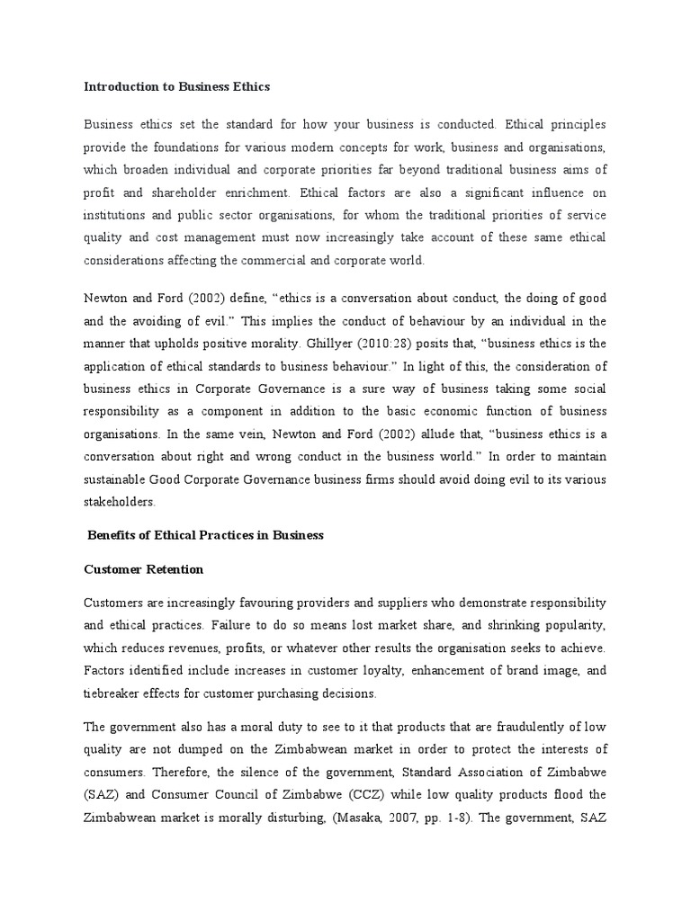 Introduction To Business Ethics TALO | PDF | Business Ethics ...