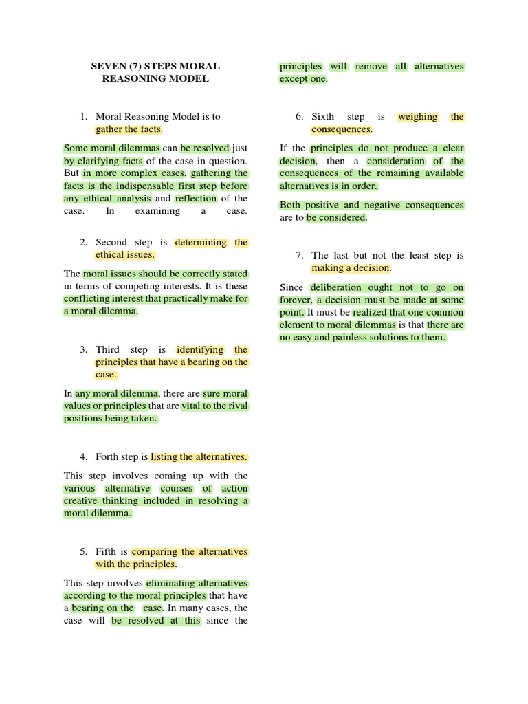 Seven (7) Steps Moral Reasoning Model | PDF | Virtue | Conscience