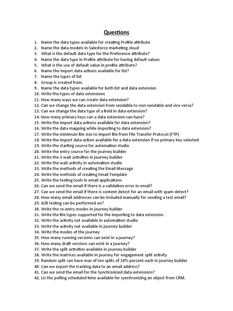 SFMC Questions | PDF | File Transfer Protocol | Computer Networking