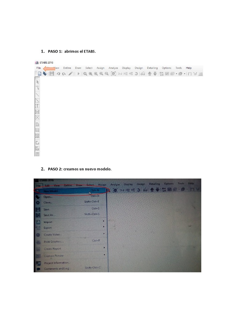 .Archivetempinforme y Procedimiento Etabs (Capturas) | PDF