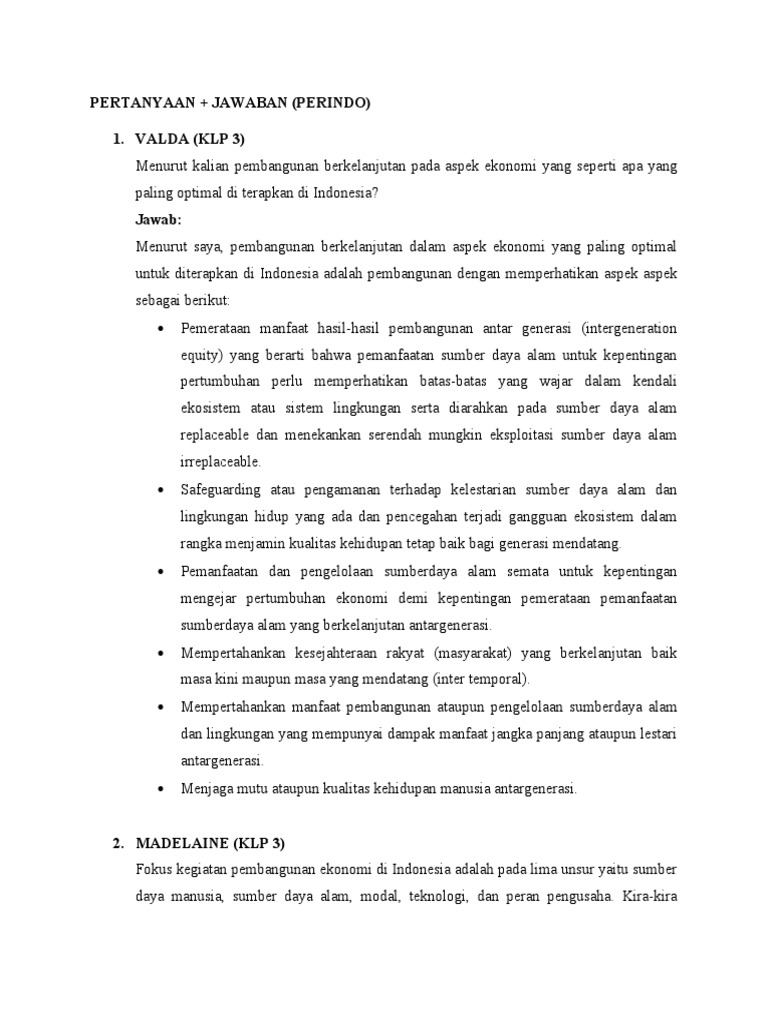 Pertanyaan + Jawaban (Perindo) | PDF