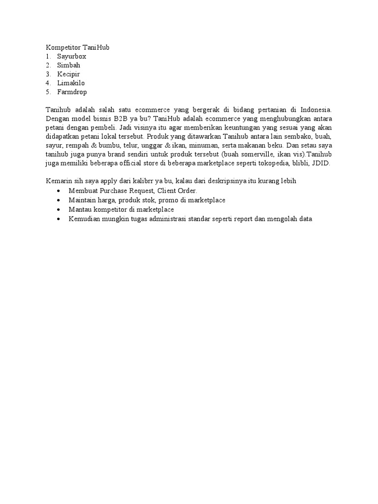 Kompetitor TaniHub | PDF