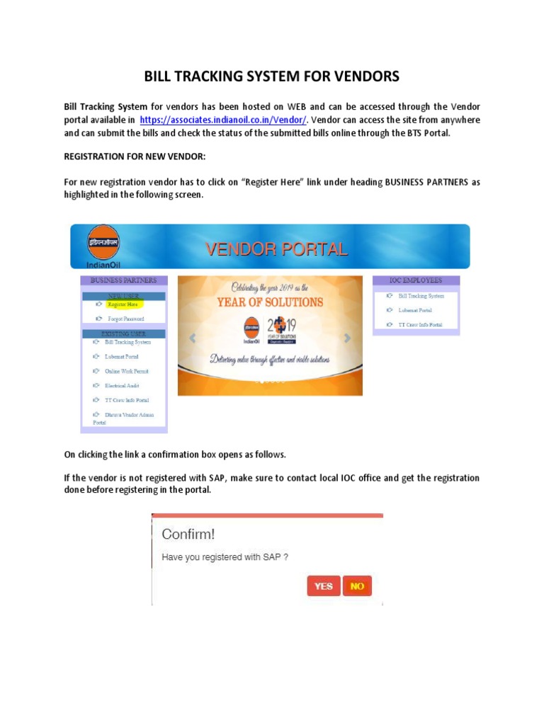 Bill Tracking System For Vendors | PDF | Login | Software