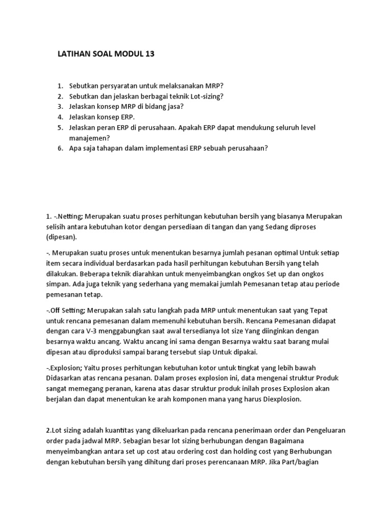 Optimasi MRP dan ERP di Perusahaan | PDF