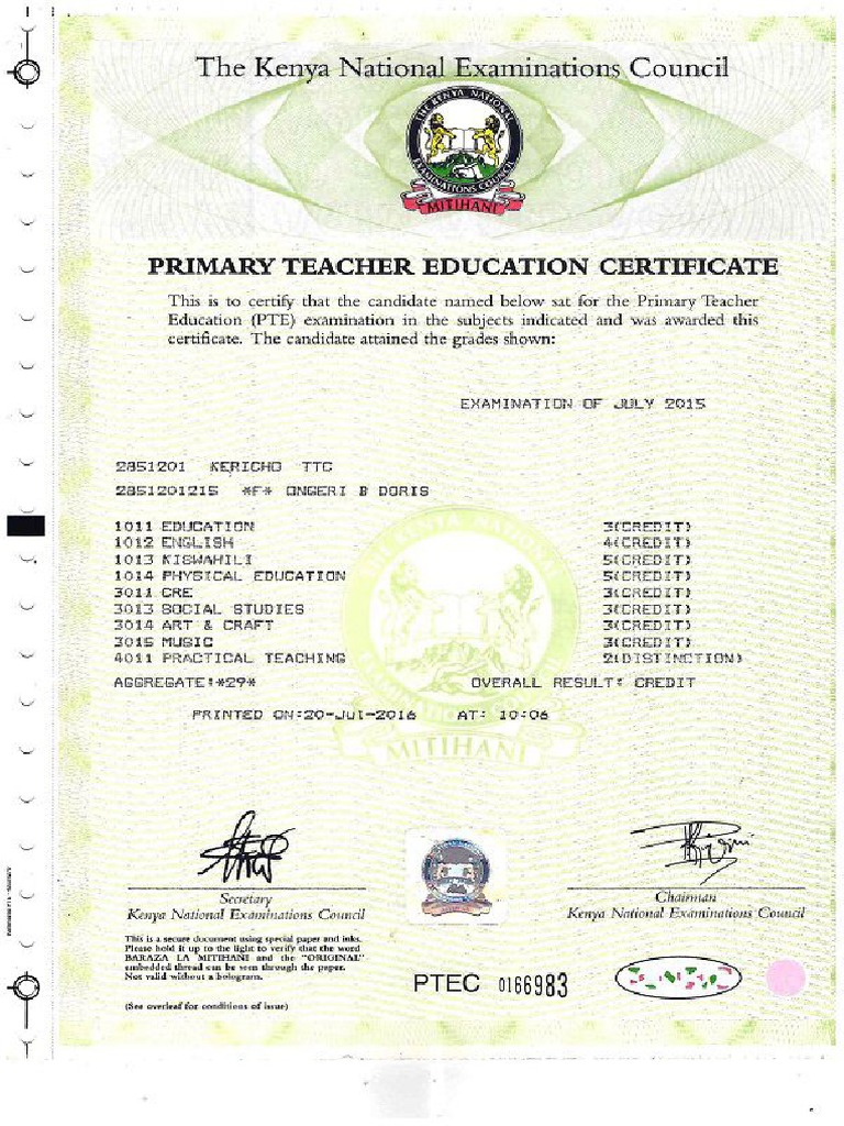 Pte Certificate 1 | PDF